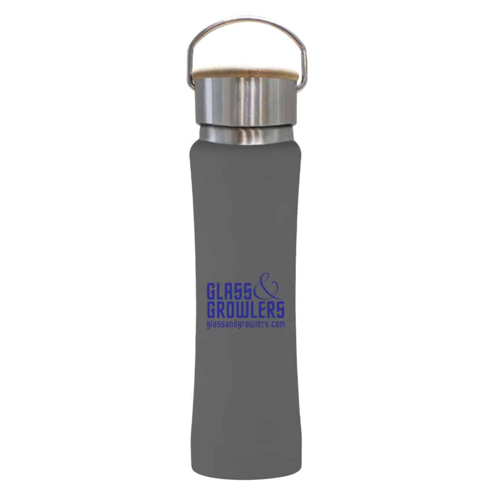 Hampton Stainless Steel Bottle With Bamboo Lid 25 oz Custom Printed | Glass and Growlers