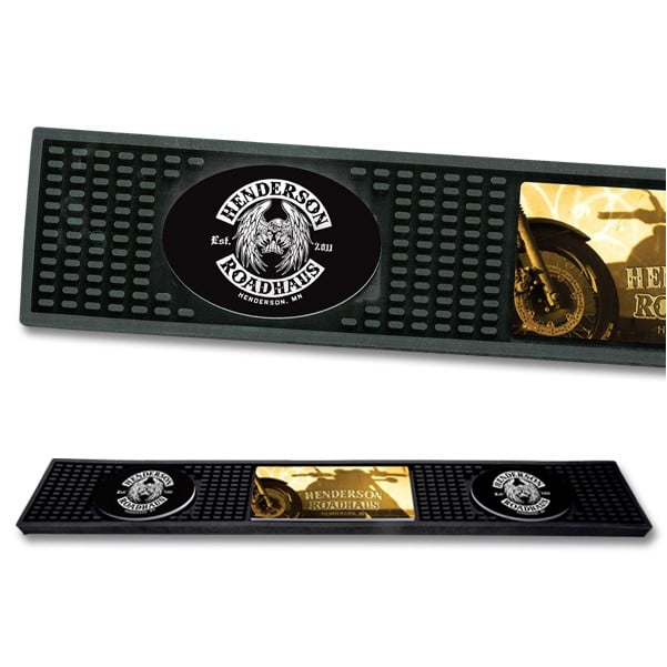 Rail Bar Mat 22.3" x 3.4" with 3 Full Color Imprint Areas - Glass and ...