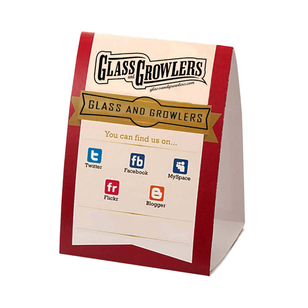 Glossy Table Top Tent - 11pt | Glass & Growlers