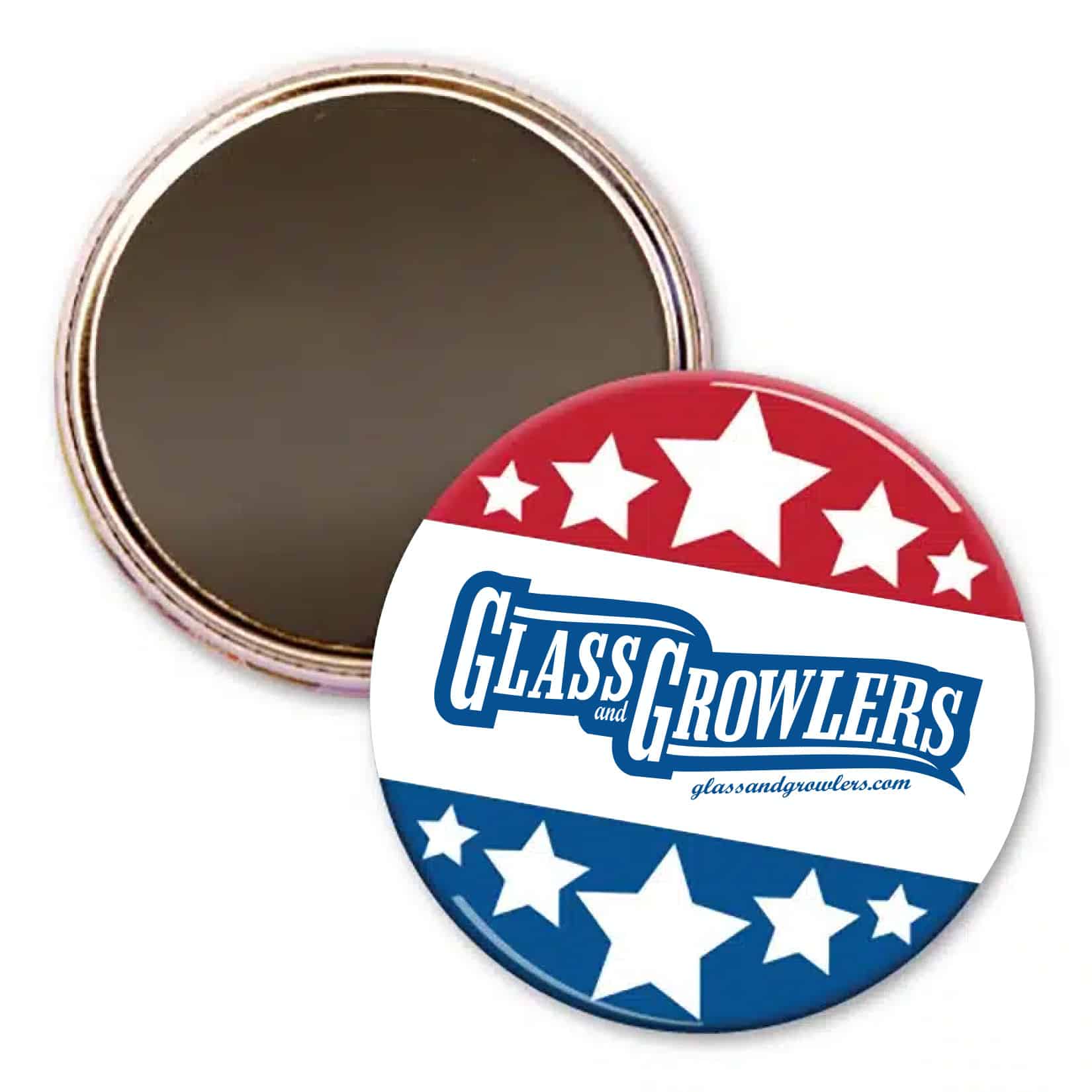 Circle Button - 3" - Magnet Backing - Glass and Growlers